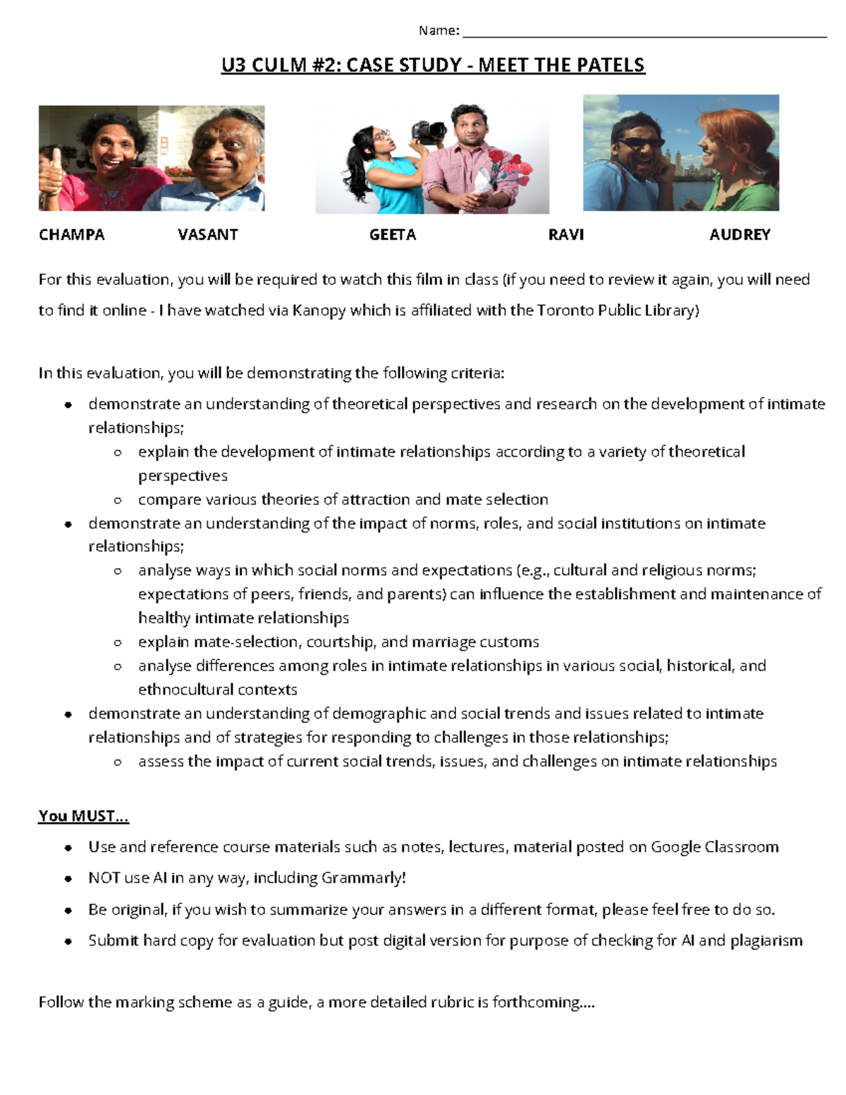 Unit 3 culminating case study - Name ...