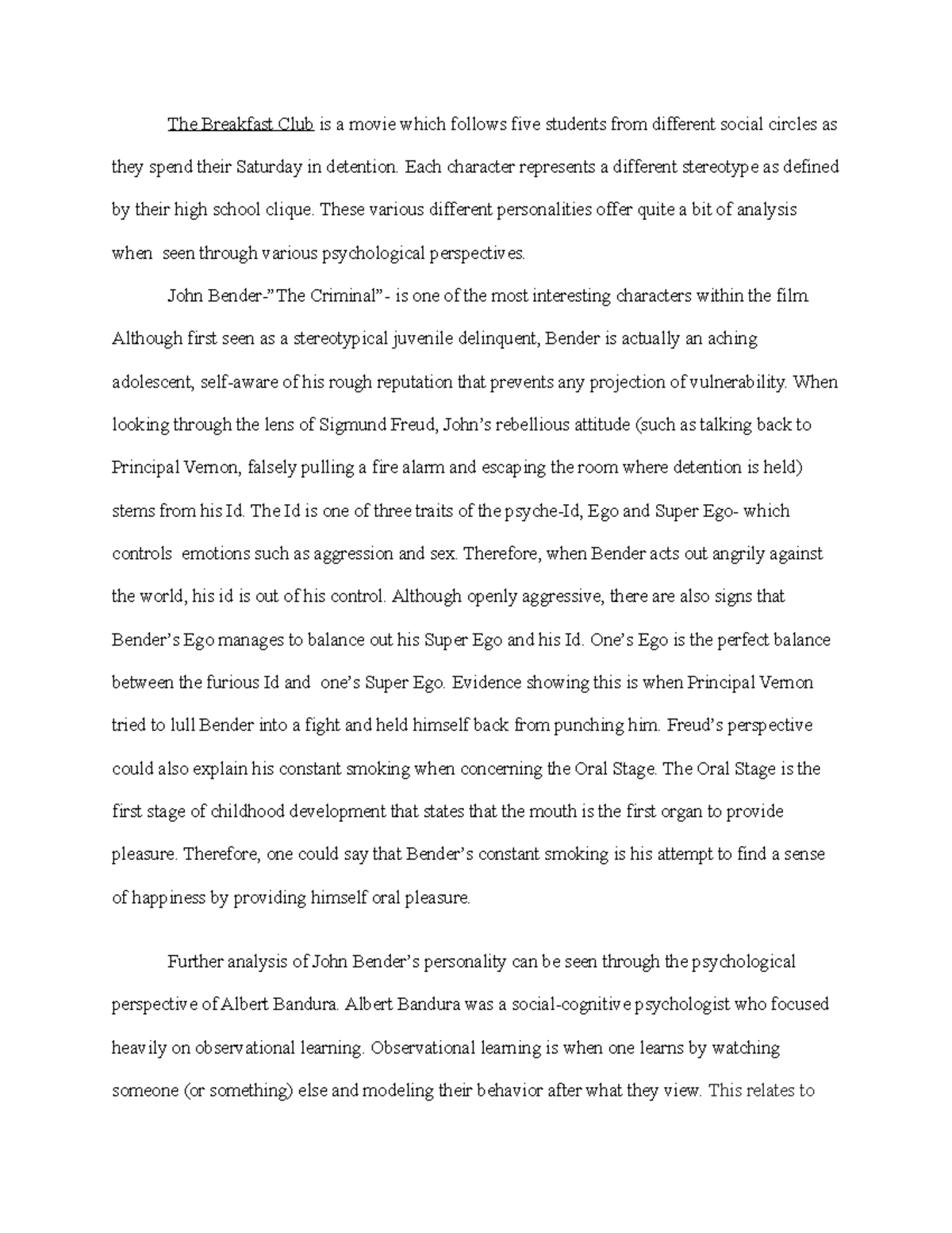 Psychology - The Breakfast Club Analysis Part 1 - The Breakfast Club is ...