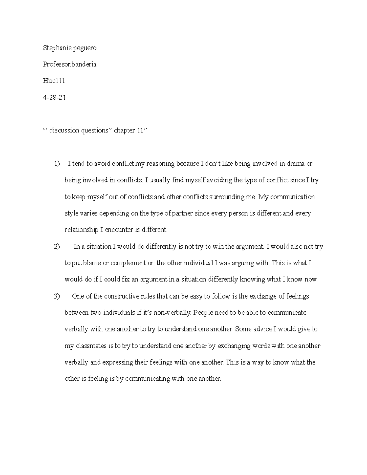 Stephanie peguero discussion questions chapter 11 huc 111 - Stephanie ...
