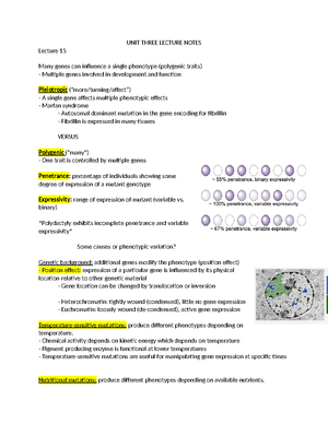 Bio 303 Notes - Biology 303 3/14/ During and after transcription RNA ...