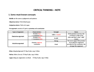 Critical Thinking đề - CRITICAL THINKING Part I: Multiple choice ...
