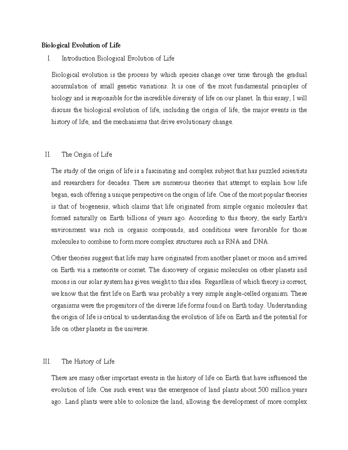 Biological Evolution Of Life Introduction Biological Evolution Of Life Biological Evolution Is