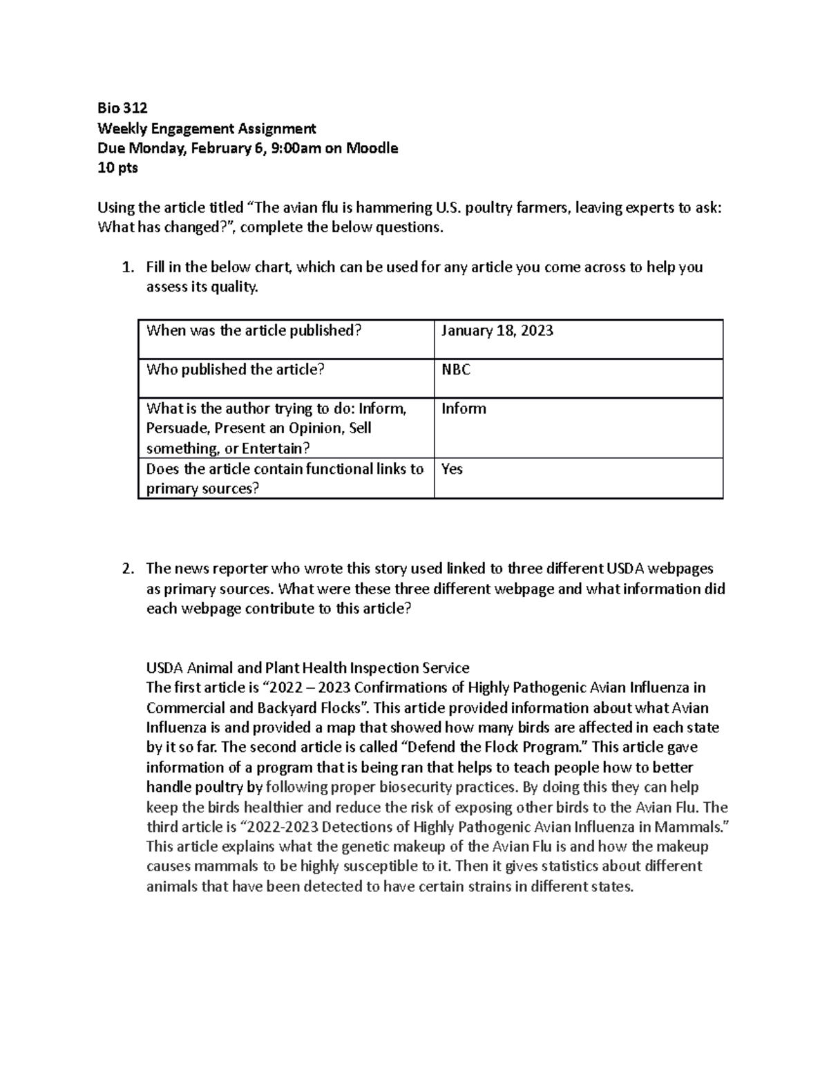 Bio312 Engagement Week2 - Bio 312 Weekly Engagement Assignment Due ...