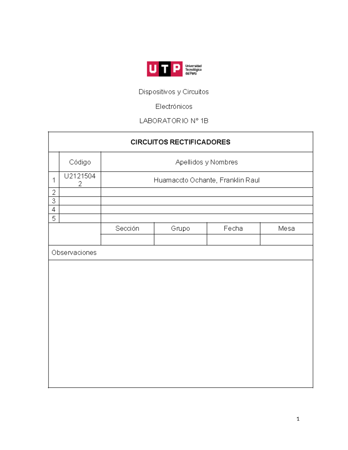 LAB 1B DSP UTP - dxtfcvj - Dispositivos y Circuitos Electrónicos LABORATORIO N° 1B CIRCUITOS ...