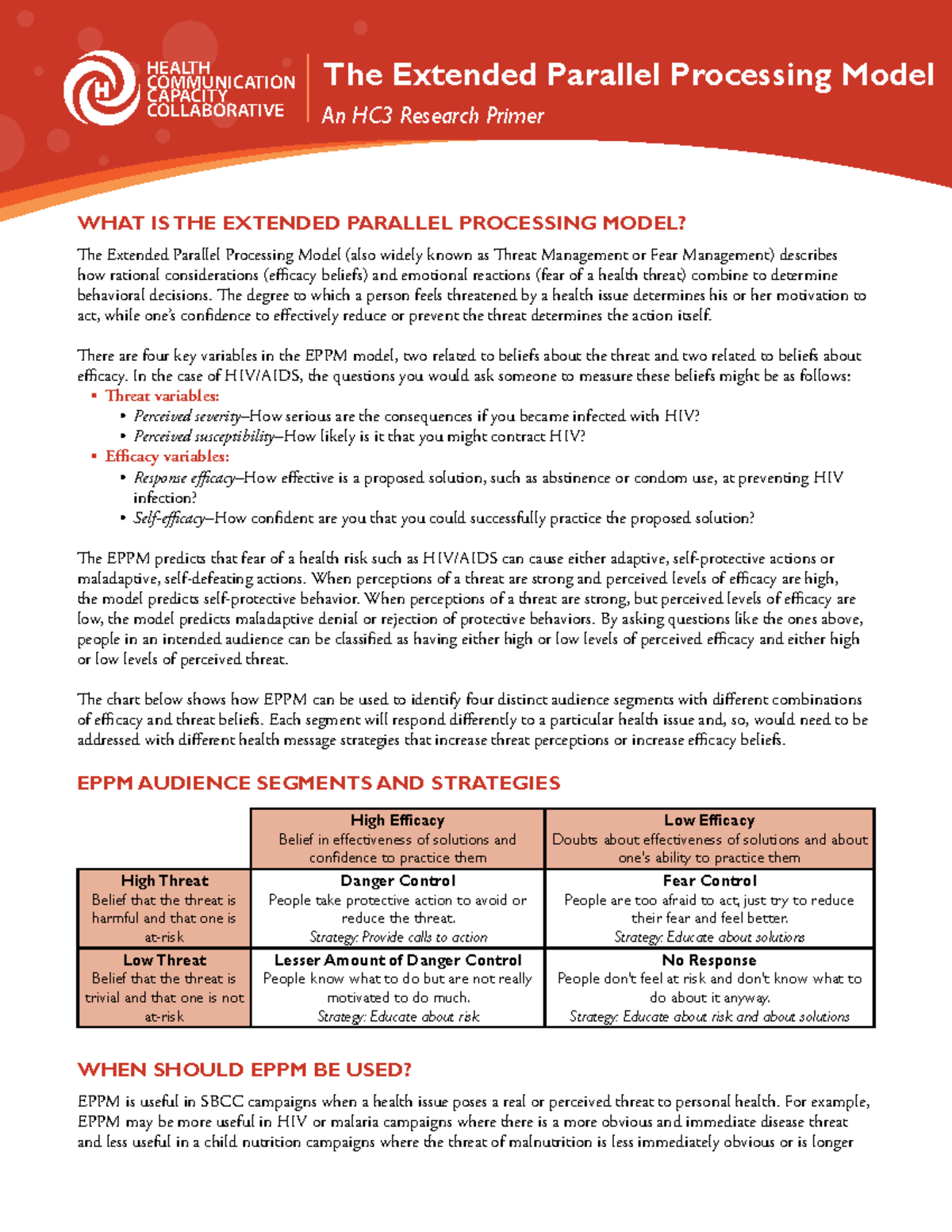 Week 11 The Extended Parallel Process Model - The Extended Parallel ...