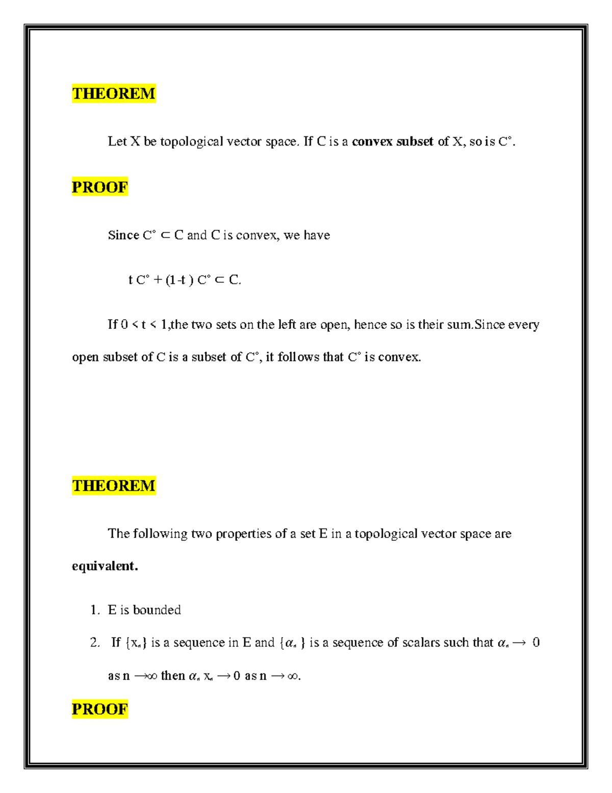 Theorem 5 - Topological Vector Space - Basic Topology - THEOREM Let X ...