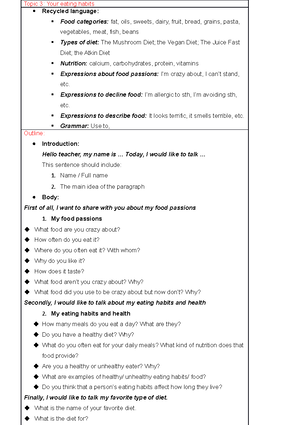 ENT2226 Topic 3 Writing Format - Topic 3: Talk about how you take care ...