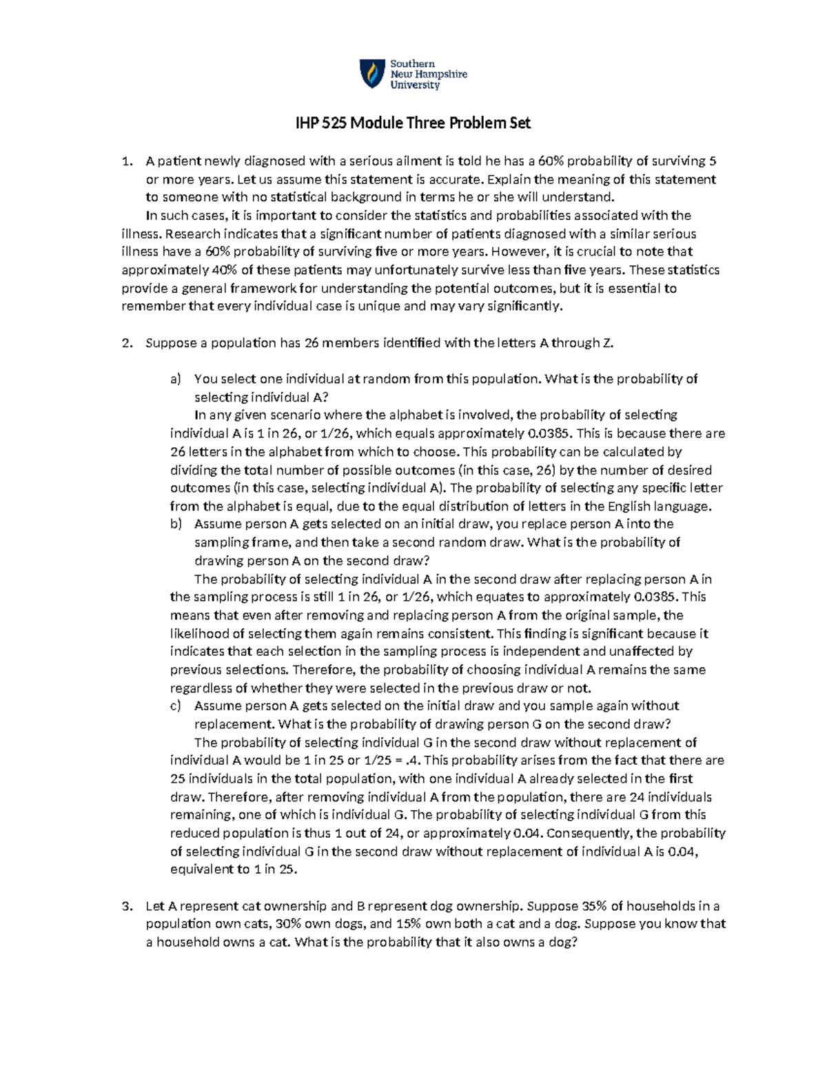MLTW3 - This assignment is to help other students. - IHP 525 Module Three Problem Set 1. A ...
