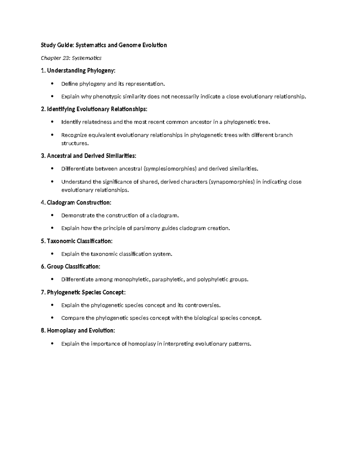 Module 2 study guide - blah - Study Guide: Systematics and Genome ...