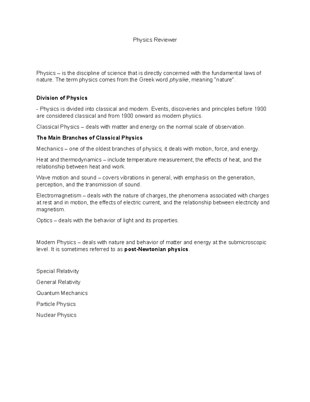 Physics Reviewer - hvhblmk - Physics Reviewer Physics – is the ...