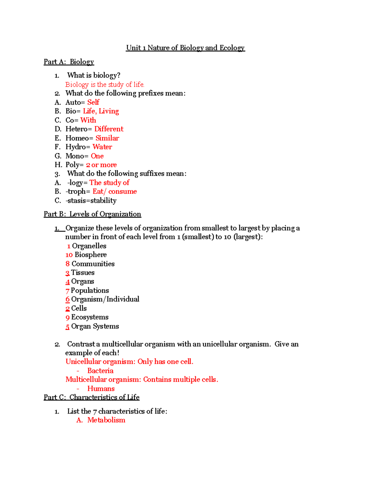 Unit 1 Vocabulary Power-domains and kingdoms - Unit 1 Nature of Biology ...