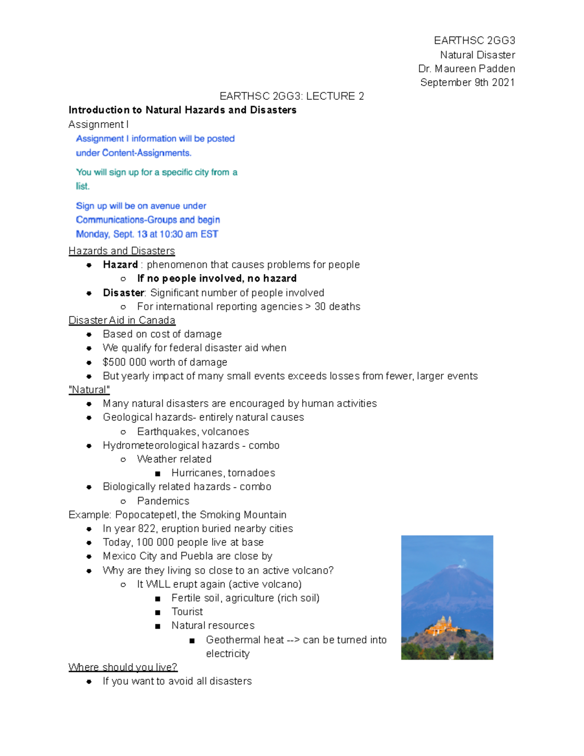 Natural Disasters Lecture 2 - Earth Sc 2Gg3 - McMaster - Studocu
