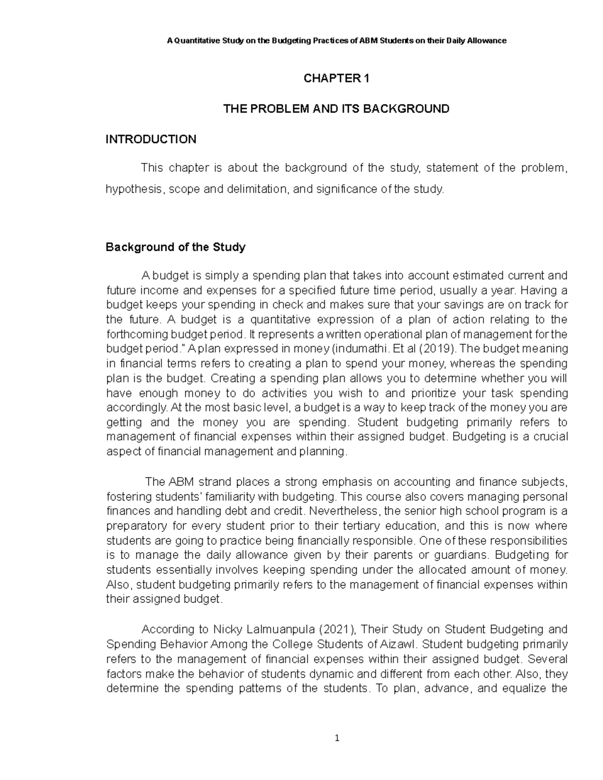 Practical- Research-2 - CHAPTER 1 THE PROBLEM AND ITS BACKGROUND INTRODUCTION This chapter is ...