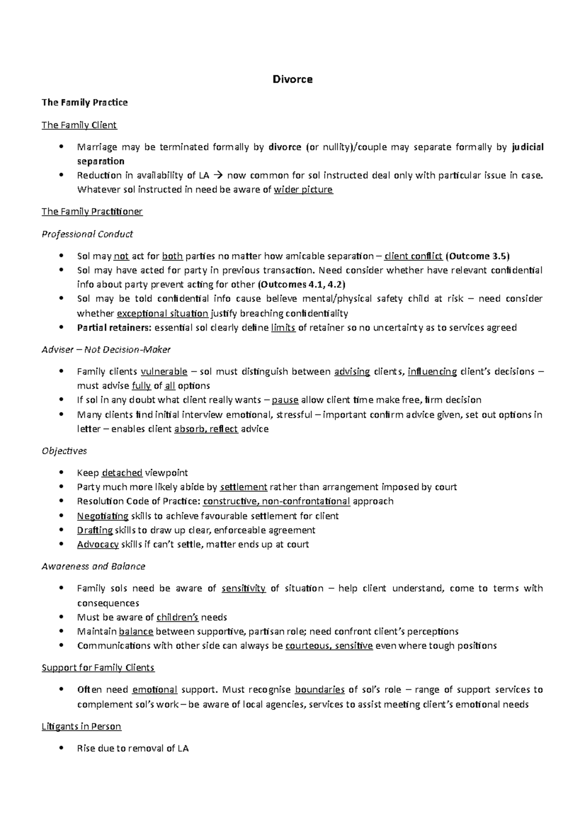 Divorce - Family law workshop 1 elective notes from a few years ago ...