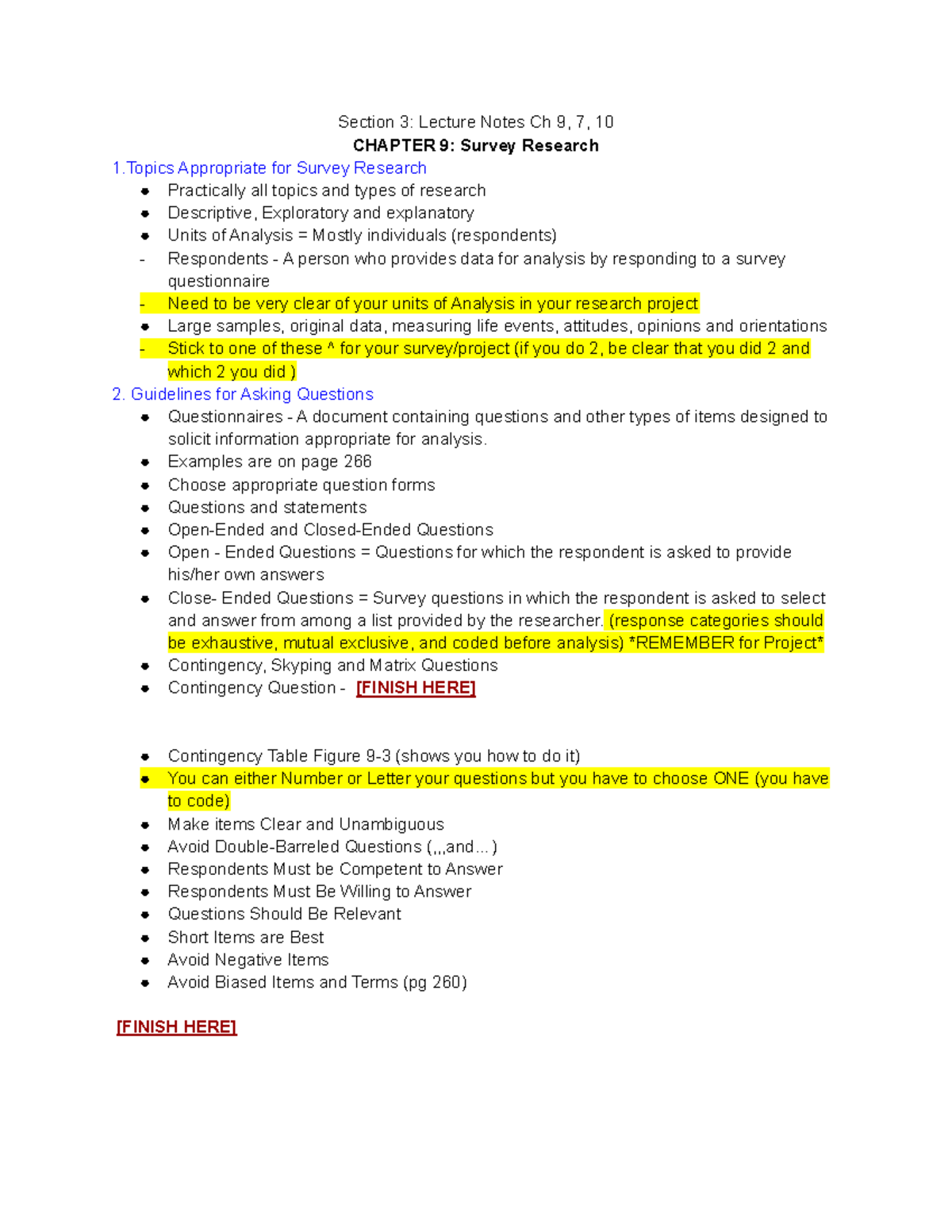 Soc 301 Section 3 Lecture Notes - Section 3: Lecture Notes Ch 9, 7, 10 ...