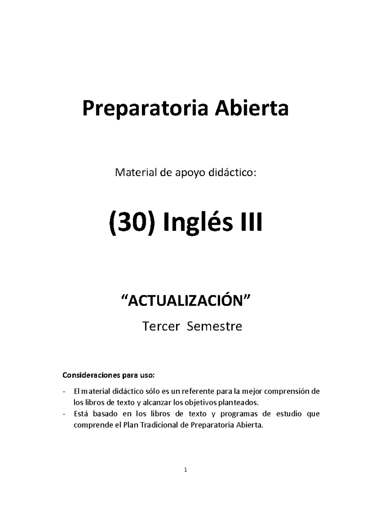 30 Inglés III - WWWWWWWWW - Preparatoria Abierta Material de apoyo ...