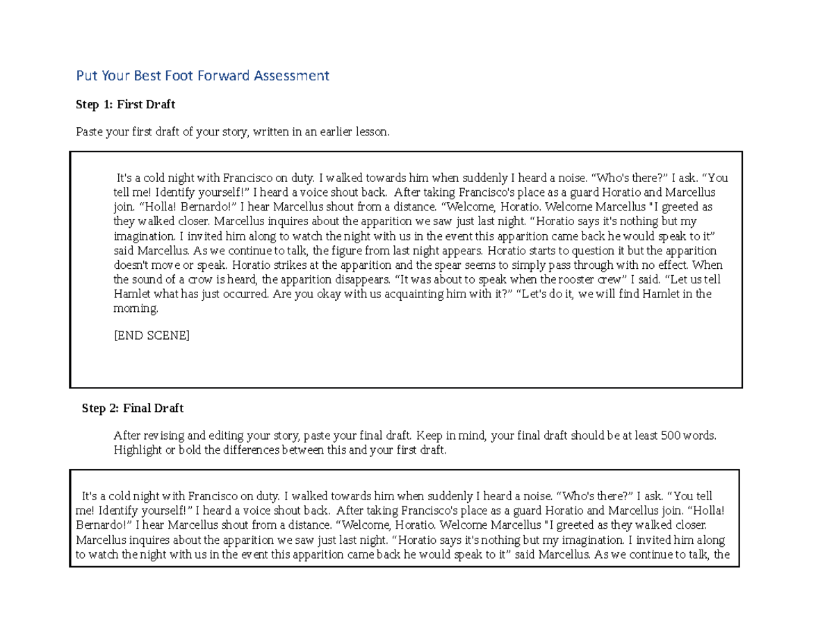 Copy of 305(305) - english - Put Your Best Foot Forward Assessment Step ...