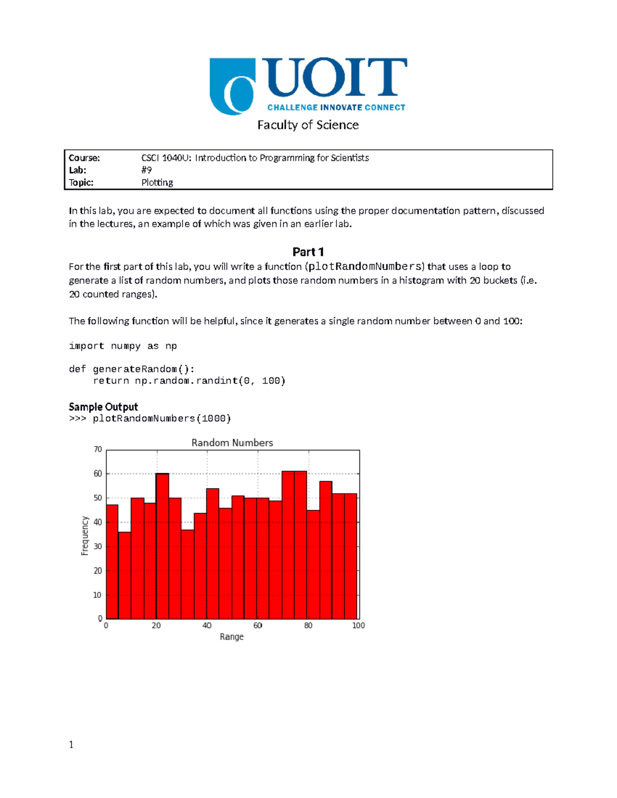 Lab09 Plotting - Lab instructions - Faculty of Science Course: CSCI 1040U: Introduction to - Studocu