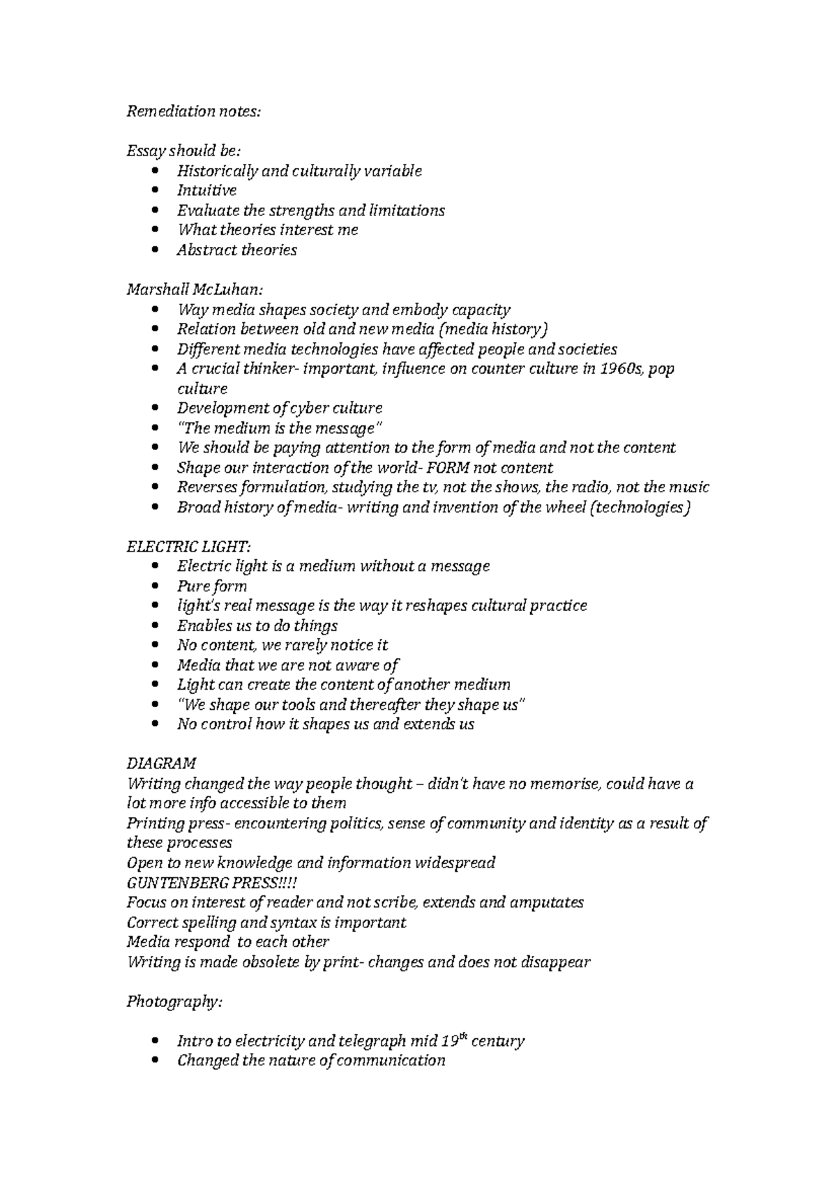 Remediation notes - Remediation notes: Essay should be: Historically ...