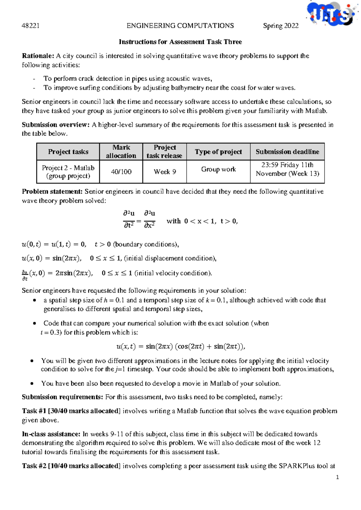 48221 - Engineering Computations - Spring 2022 - Assessment Task Three ... 48221 - Engineering Computations - Spring 2022 - Assessment Task Three ...