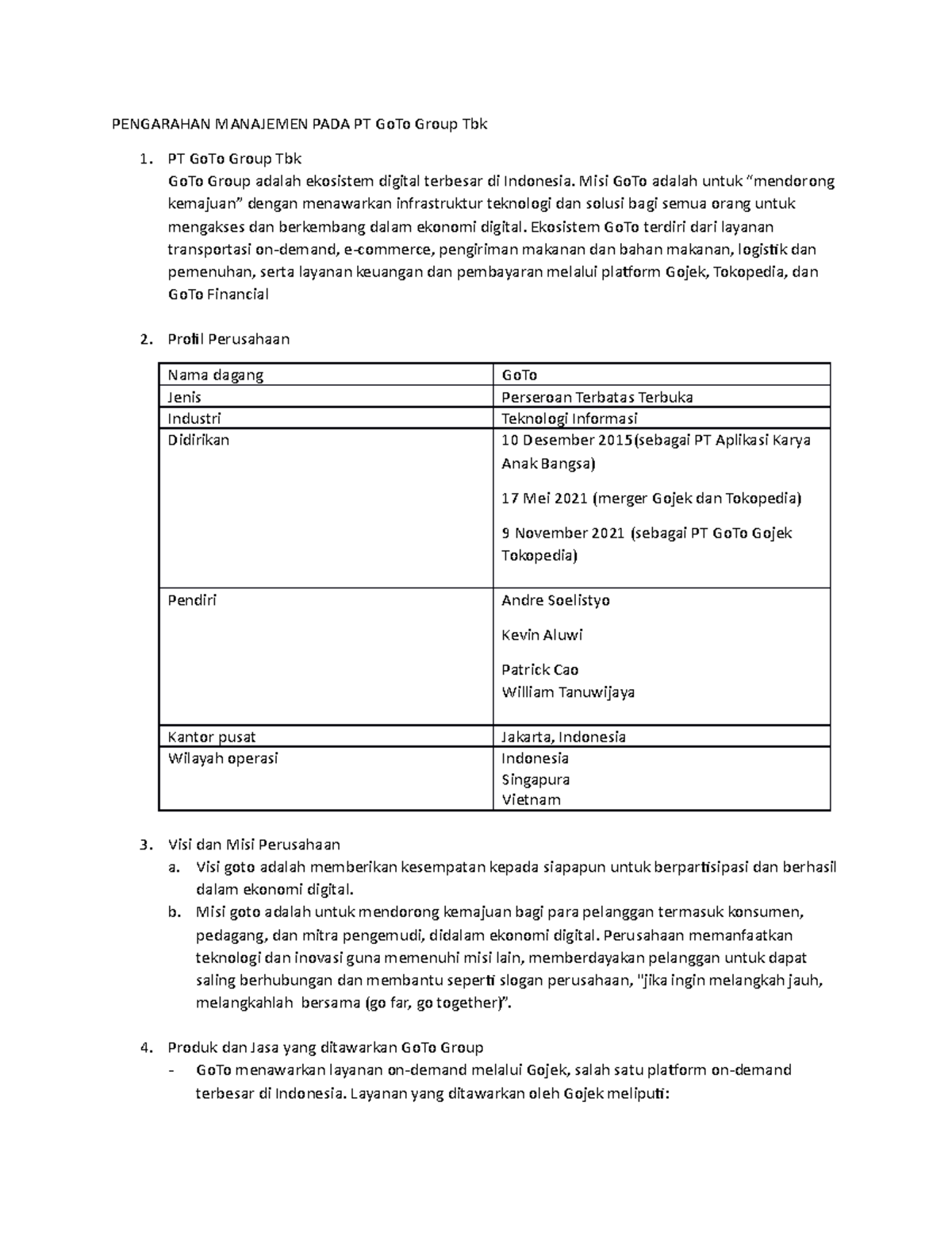 Pengarahan Manajemen PADA PT Go To Group Tbk - PENGARAHAN MANAJEMEN ...