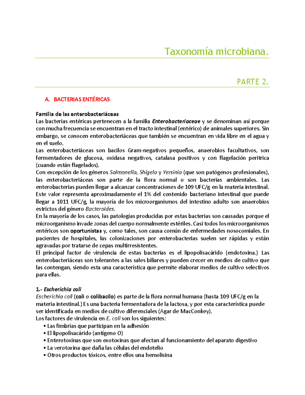 Bacterias patógenas parte 2 - Taxonomía microbiana. PARTE 2. A ...