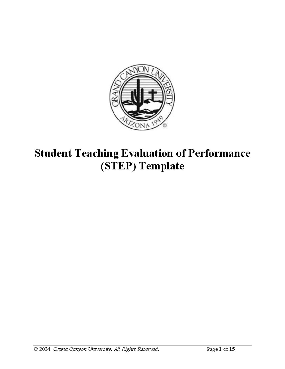 GCU Step Template - Student Teaching Evaluation of Performance (STEP ...