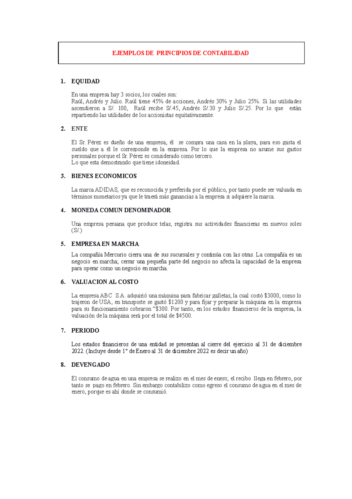 Ciclo Contable Tarea 02 principios - EJEMPLOS DE PRINCIPIOS DE ...