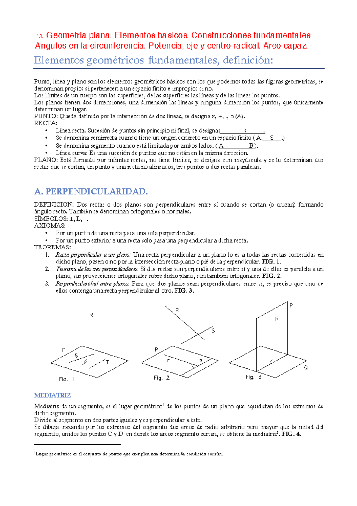 Geometria plana - Elementos geométricos fundamentales, definición ...