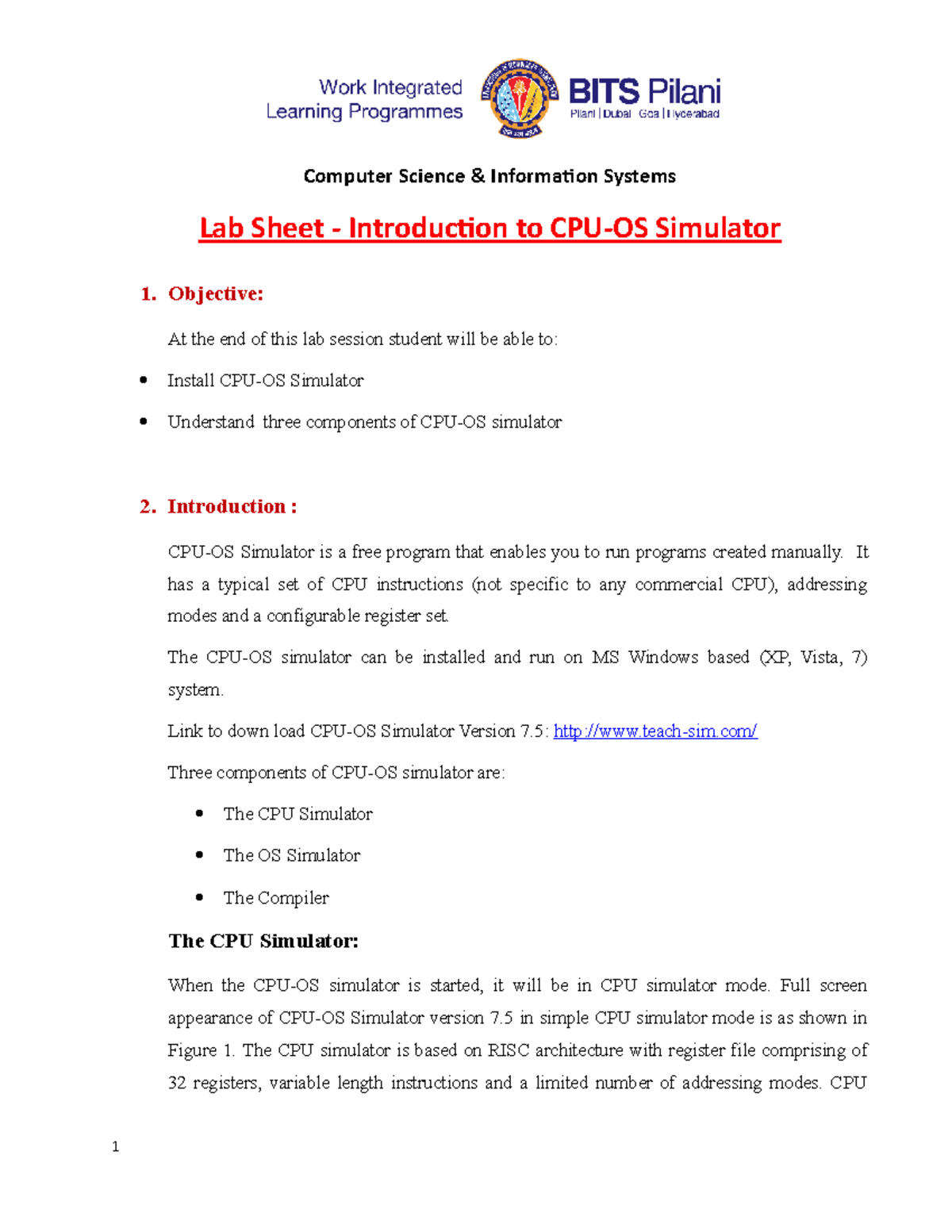 Lab Sheet 1.1 Introduction to CPU-OS@0b7dd2687917 - Computer Science ...