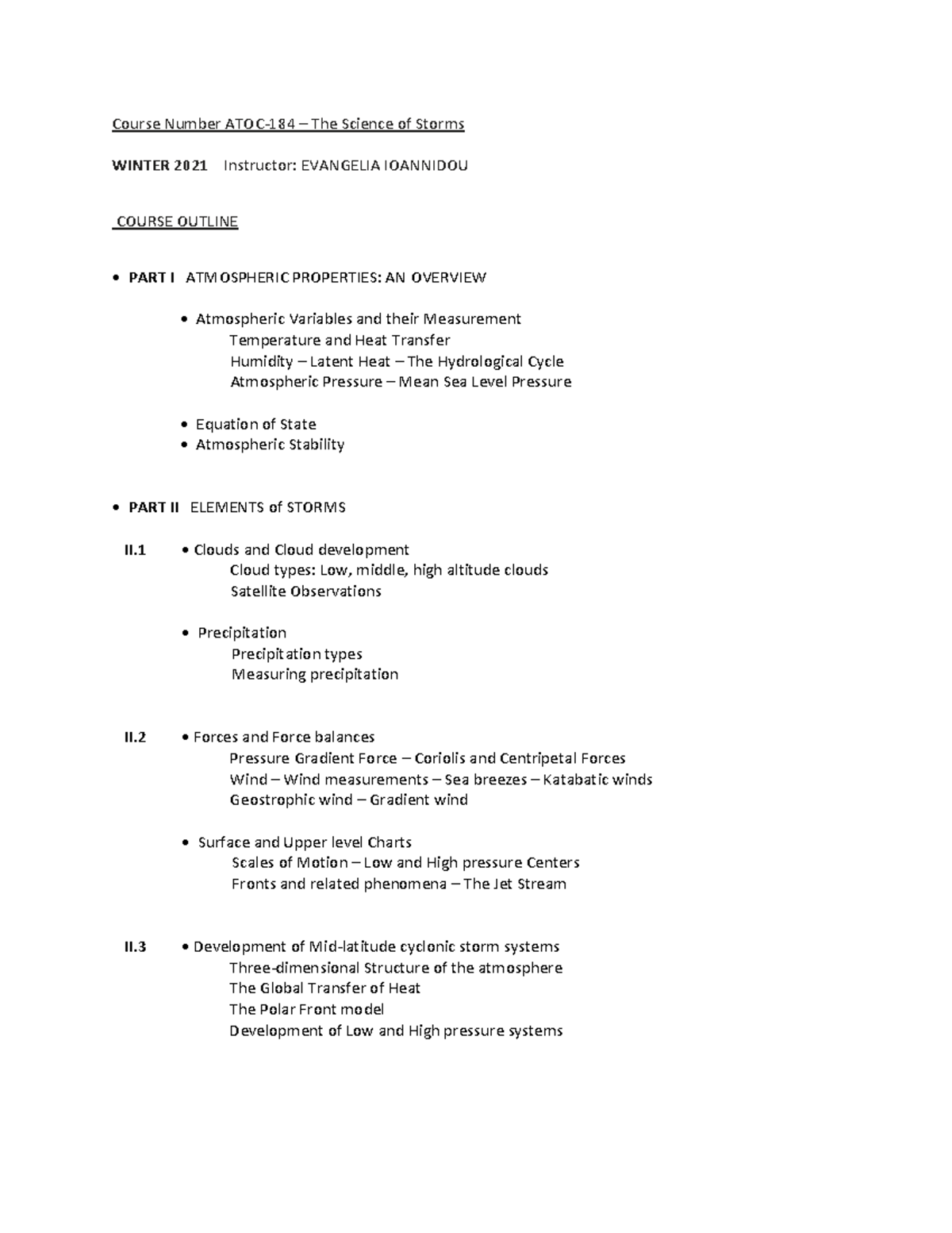 ATOC 184 Outline - Course Number ATOC-184 – The Science of Storms ...