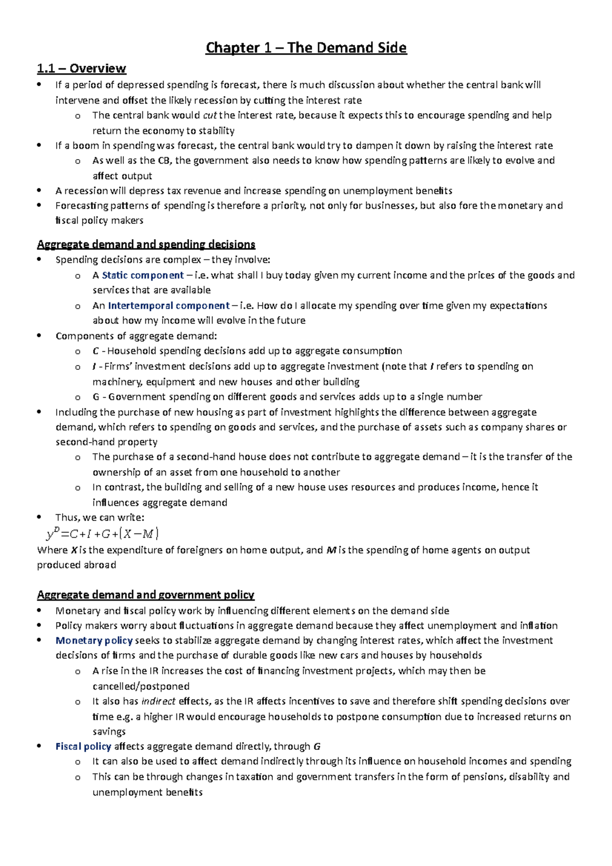 Chapter 1 The Demand SIde Chapter 1 The Demand A Period Of