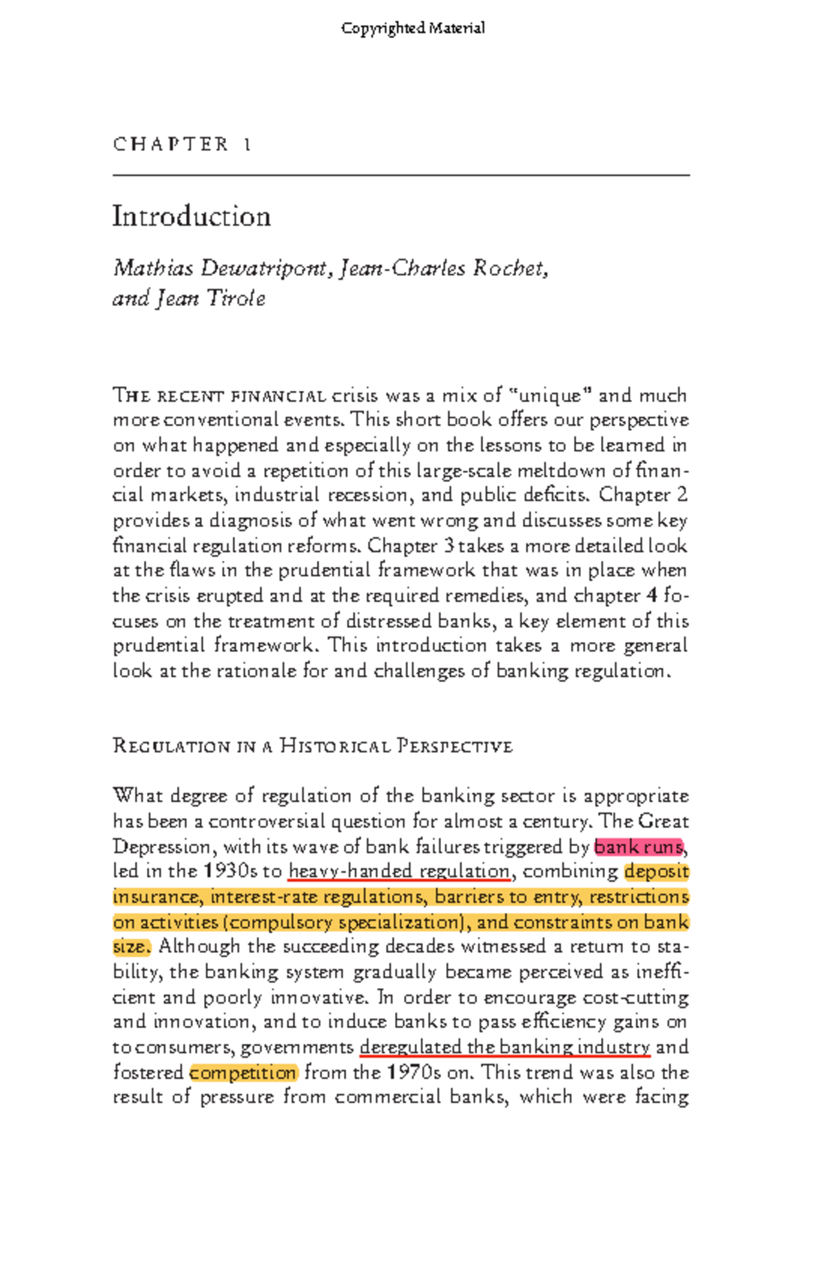 Tirole Dewatripont Rochet introduction - C H A P T E R 1 Introduction Mathias Dewatripont, - Studocu