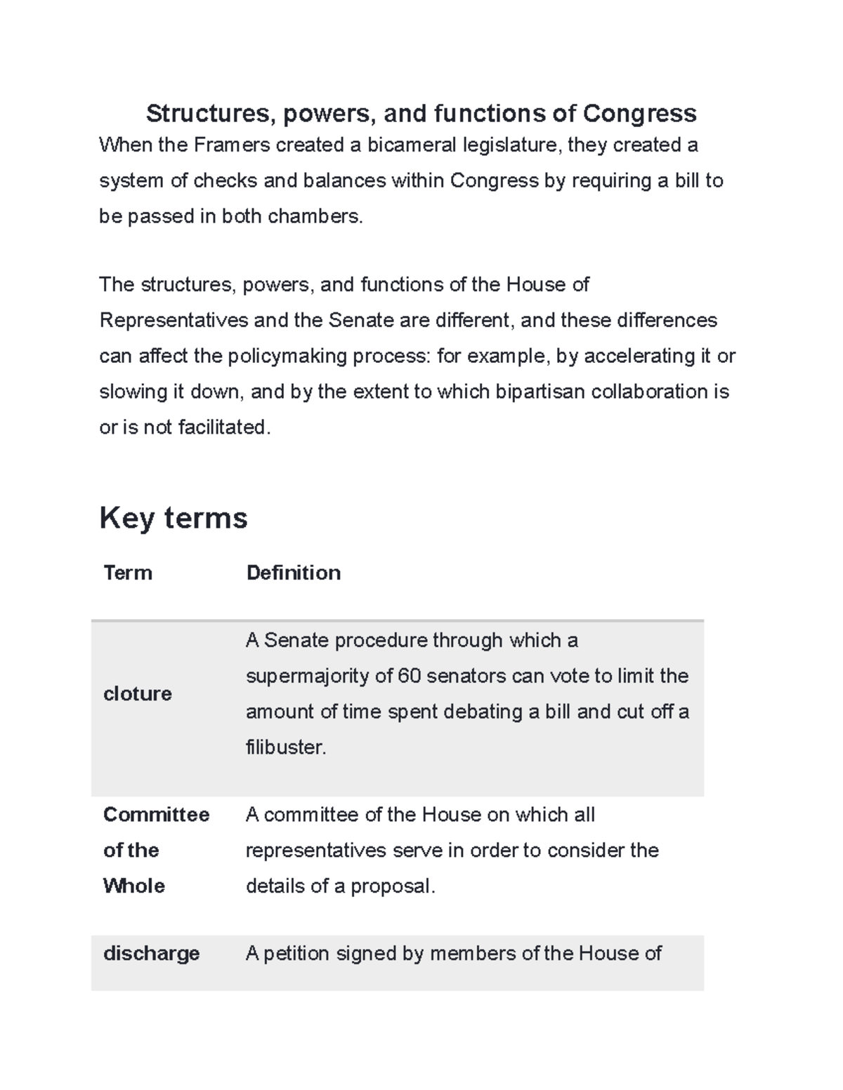 Structures, powers, and functions of Congress - The structures, powers ...