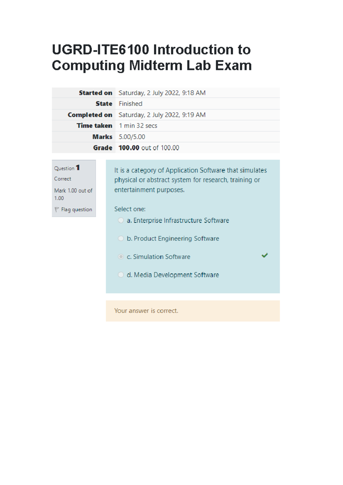 UGRD-ITE6100 Introduction to Computing Midterm Lab Exam - Studocu