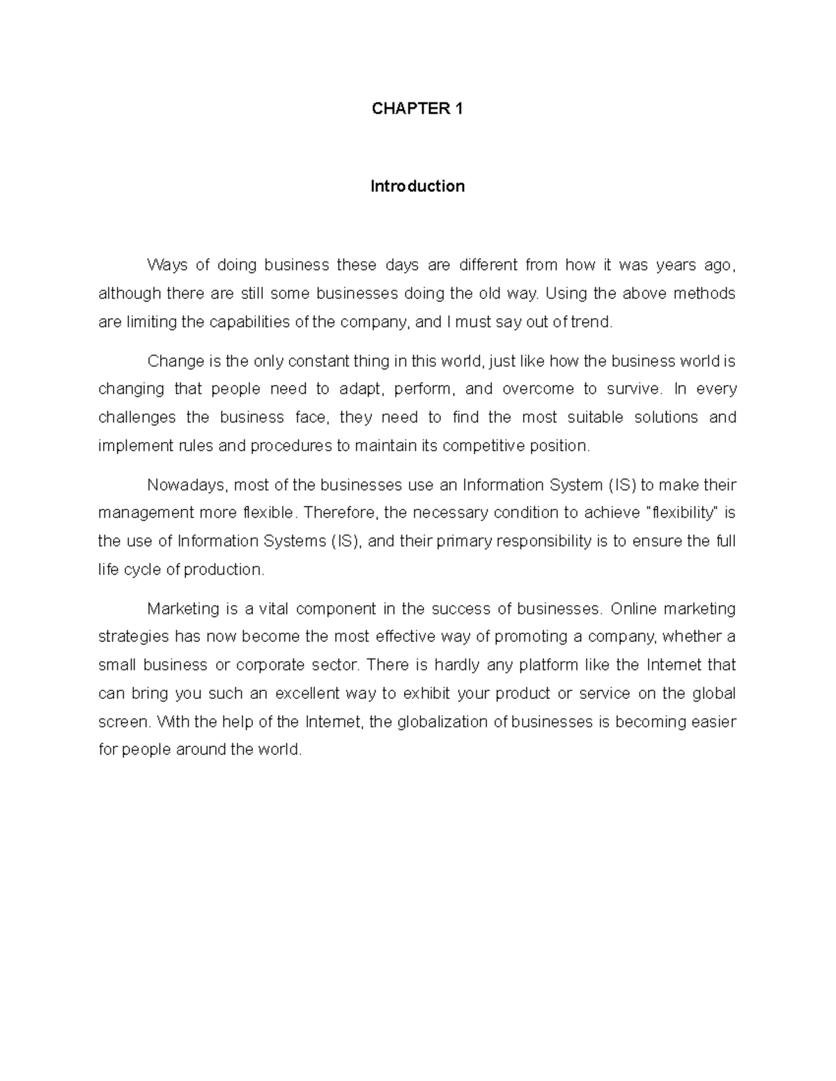 Chapter-12 - CHAPTER 1 Introduction Ways of doing business these days ...