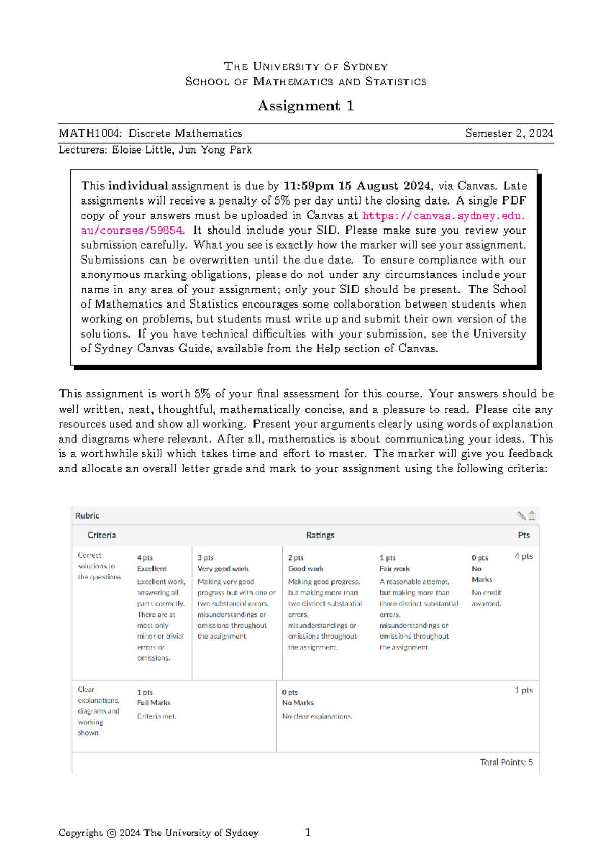 Math1004 Assignment 1 2024s2 The University Of Sydney School Of