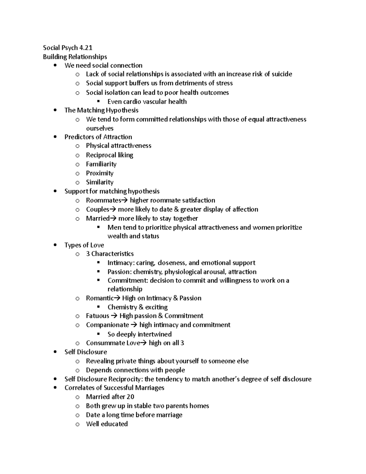 Social Psych 421 - Hangen - Social Psych 4. Building Relationships We ...