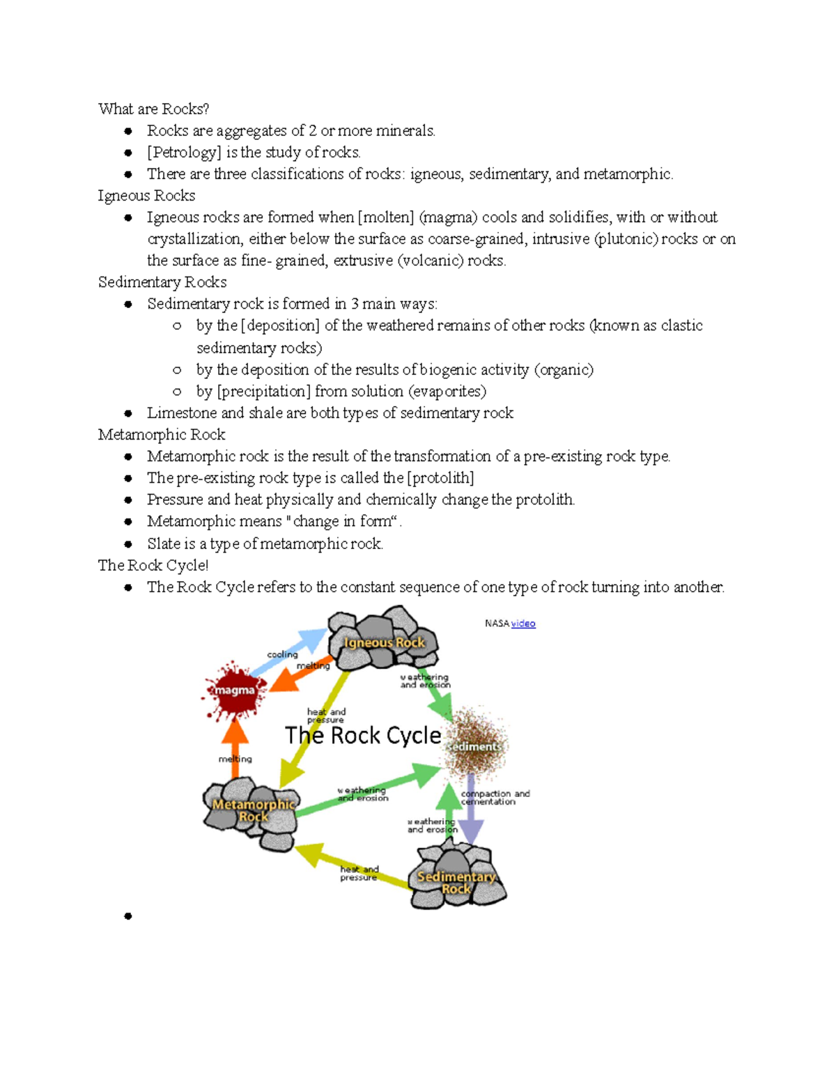 Copy of Rock Cycle-Notes - What are Rocks? Rocks are aggregates of 2 or ...