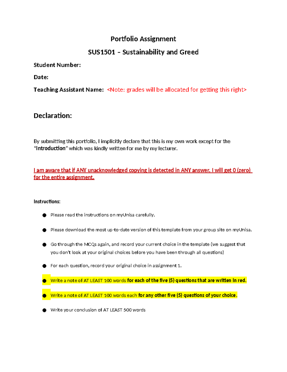 Portfolio Template 24-S1 - Portfolio Assignment SUS1501 ...