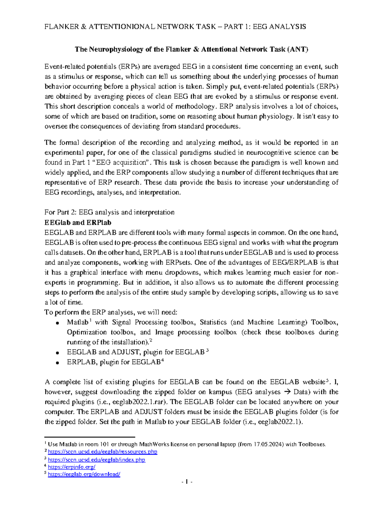 Class project - Flanker Attentionional Network TASK – PART 2 EEG ...