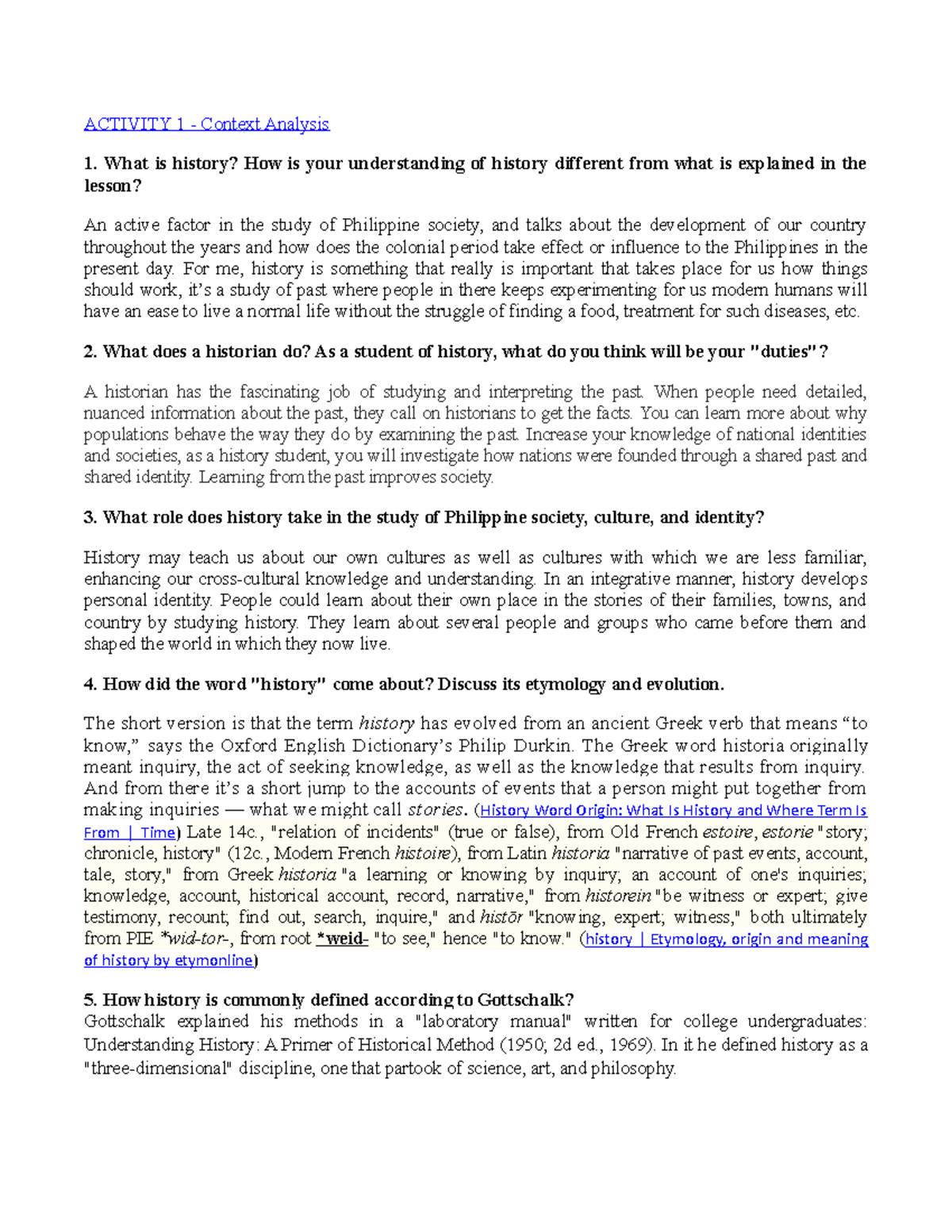 Activity 1 - Assignment - ACTIVITY 1 - Context Analysis 1. What is ...