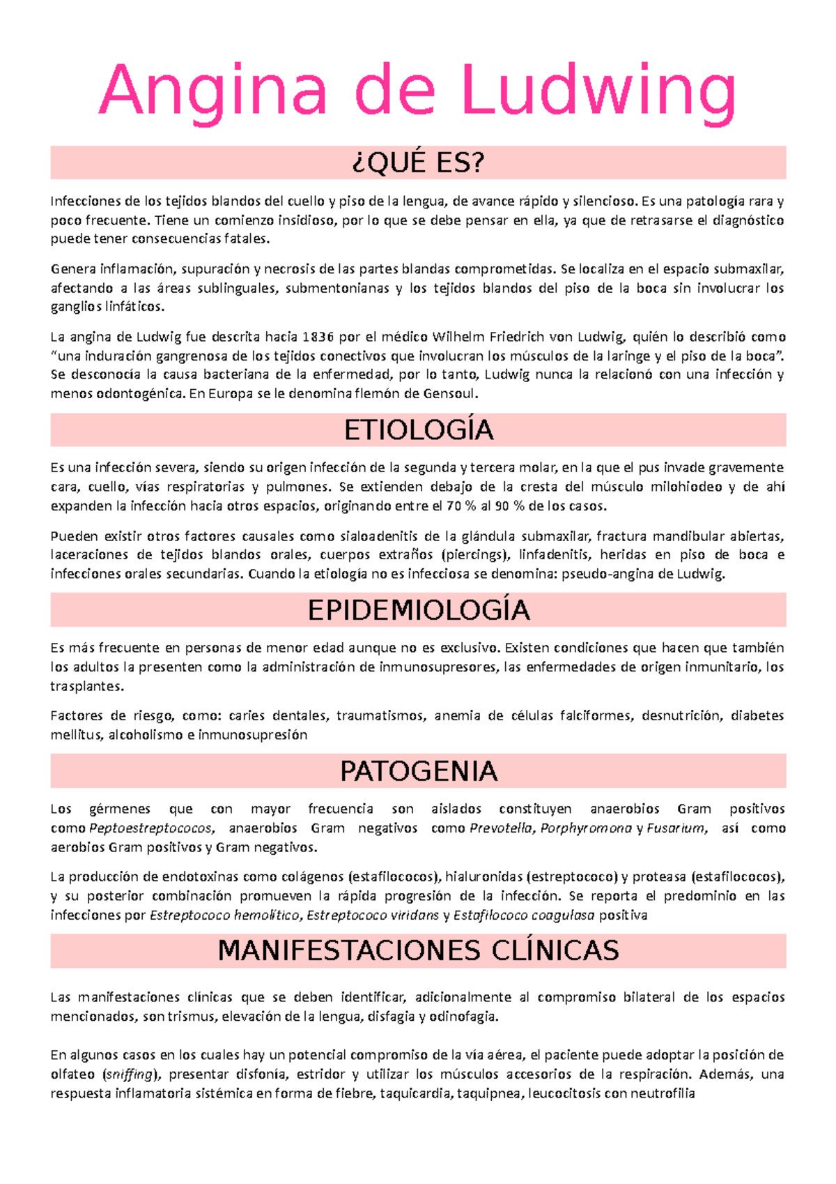 Angina de Ludwing - Angina de Ludwing ¿QUÉ ES? Infecciones de los ...