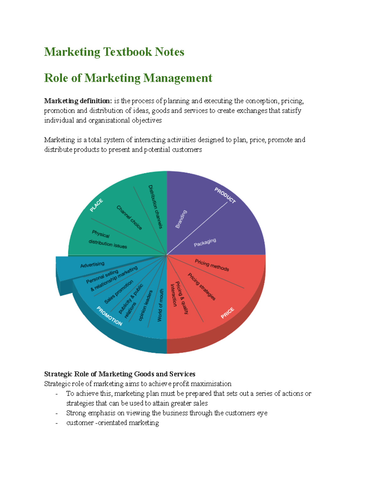 Marketing Textbook Notes - The plan provides a template for future ...
