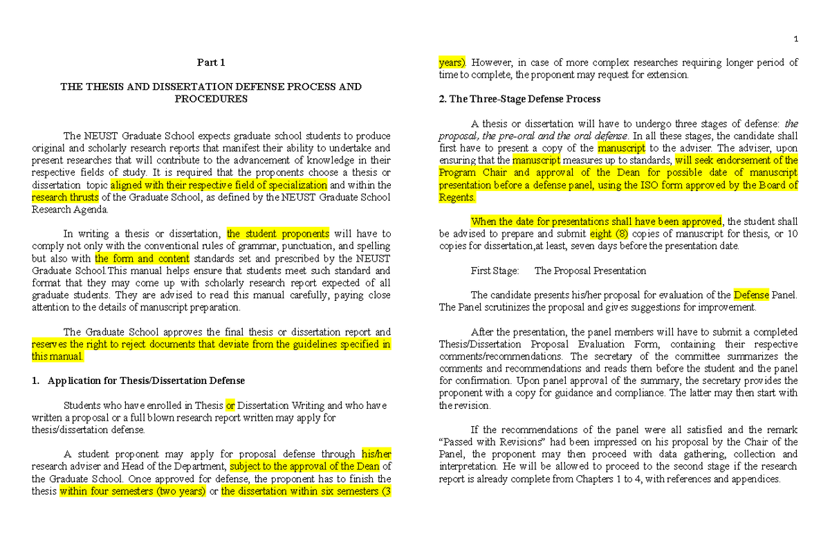 Thesis and Dissertation Format Guide - Part 1 THE THESIS AND ...