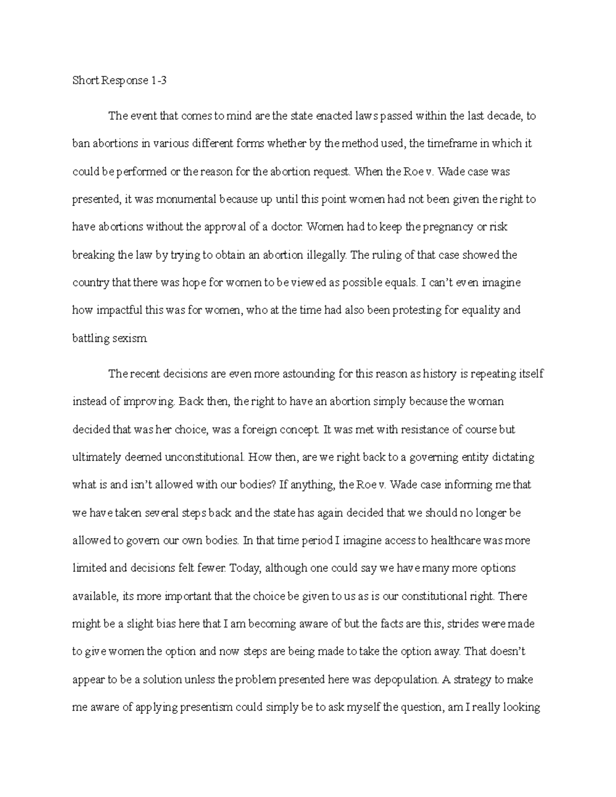 Short Response 1-3 - Short Response 1- The event that comes to mind are ...