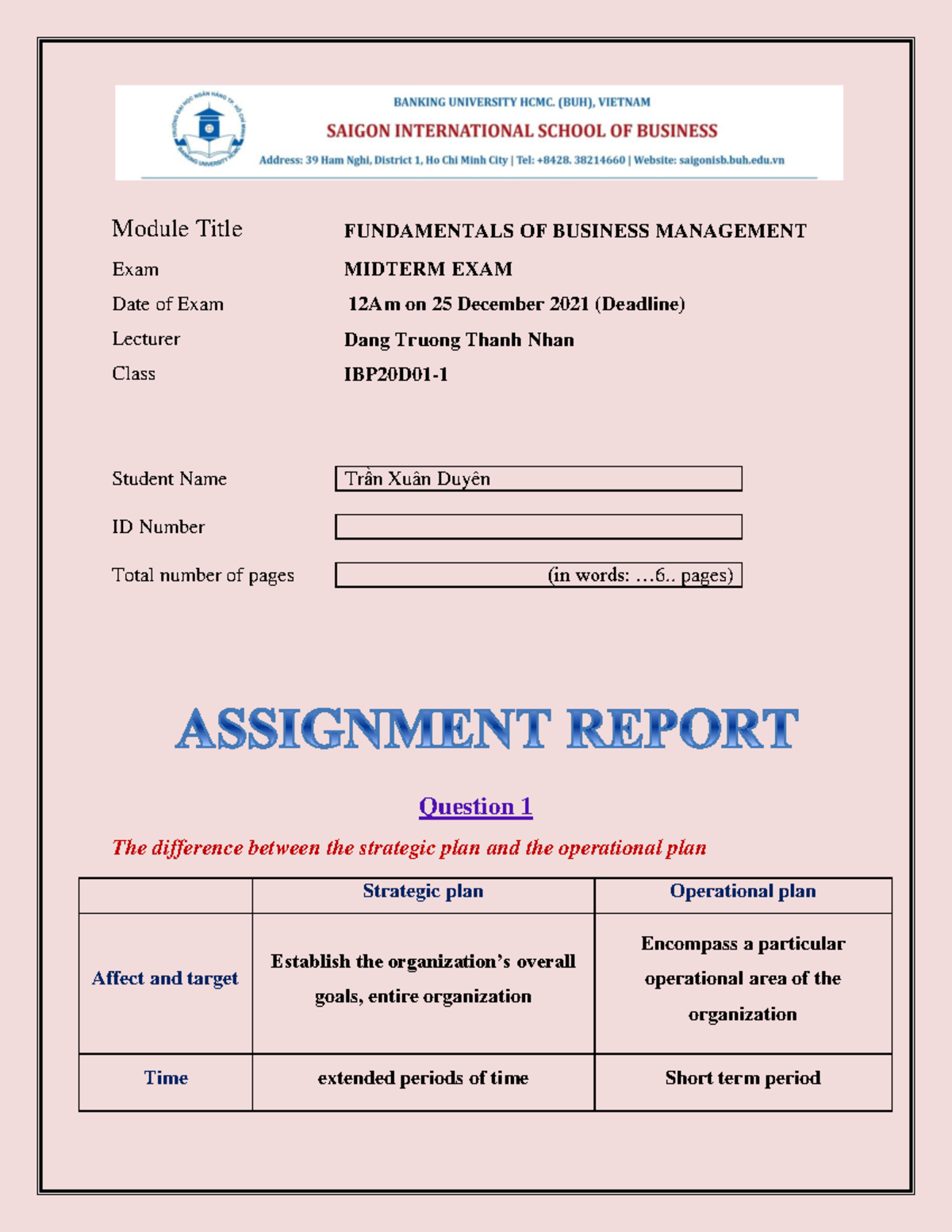 TRẦN XUÂN Duyên-110102210057 - Student Name Trần Xuân Duyên ID Number ...