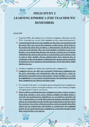 FS Episode 7 - Field Study answers. - Episode 7 “Making On-line or ...