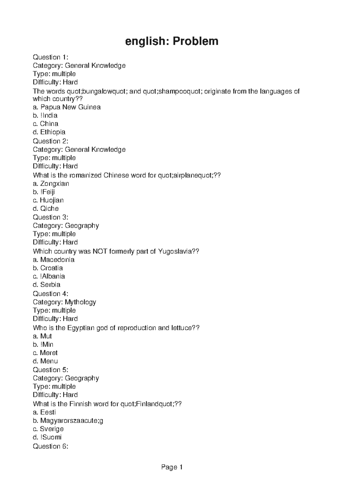 English-Assessment-8 - english: Problem Question 1: Category: General ...