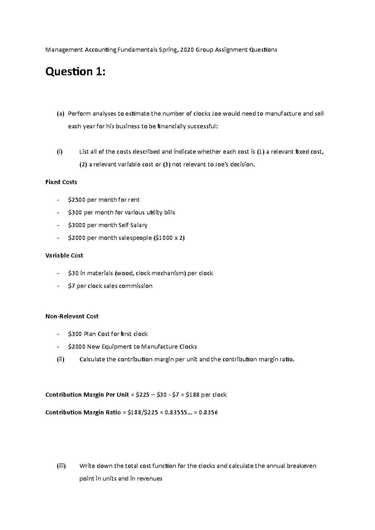 Management Accounting Fundamentals Group Assignment[ 2243] - Management ...